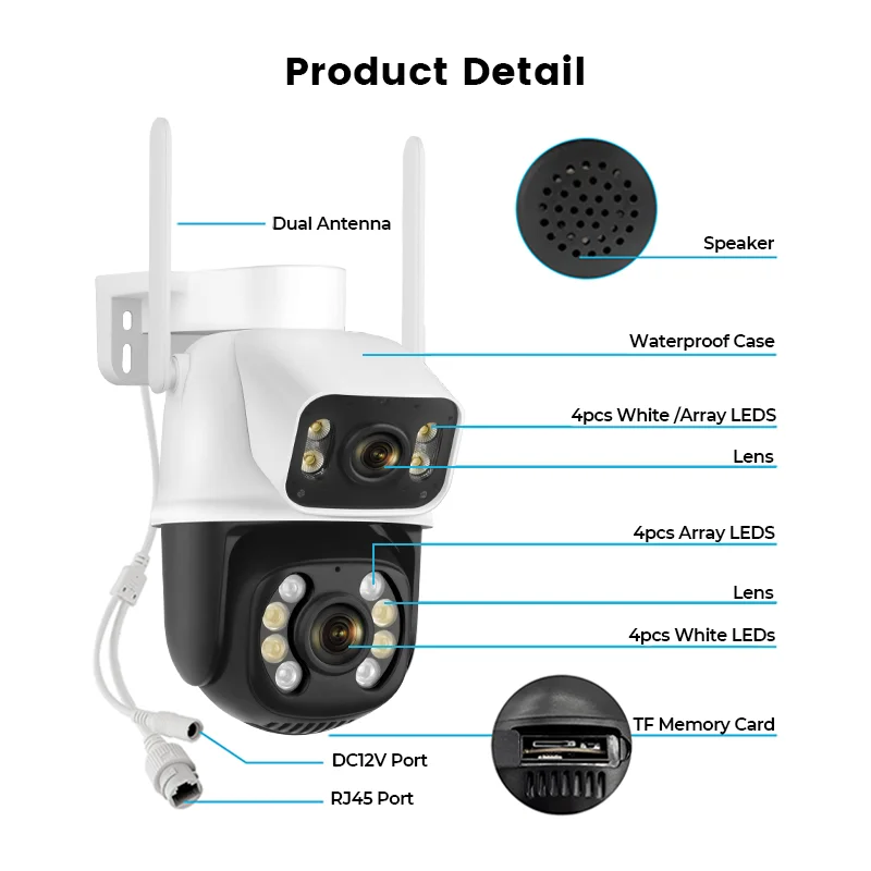 Outdoor Auto Tracking Floodlight Alarm Siren - Veezoom PTZ Camera