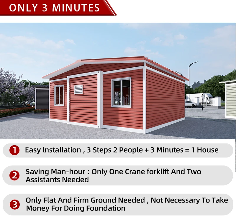 Luxury Villa 20ft 40ft Modular Prefab Tiny Home with 3 Bedrooms