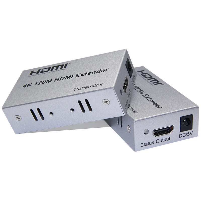4K Extender with Transmitter and Receiver 120M Range Metal Adaptor 5V ...