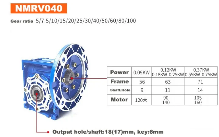 NMRV RV Series Worm Gear Box 5-100 Ratio 0.25-1.5kw Single Step ...