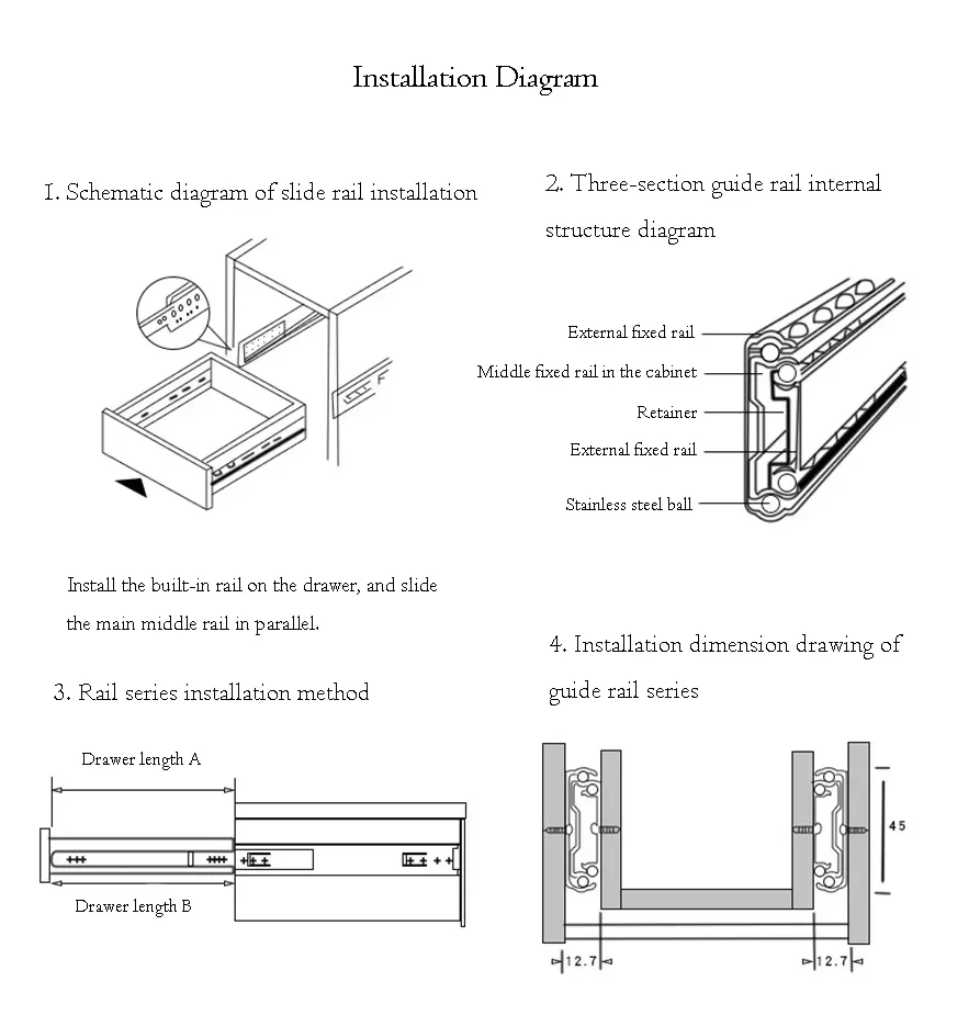 21 Inch 6 Pairs Soft Close Undermount Slide With Rear Bracket And ...