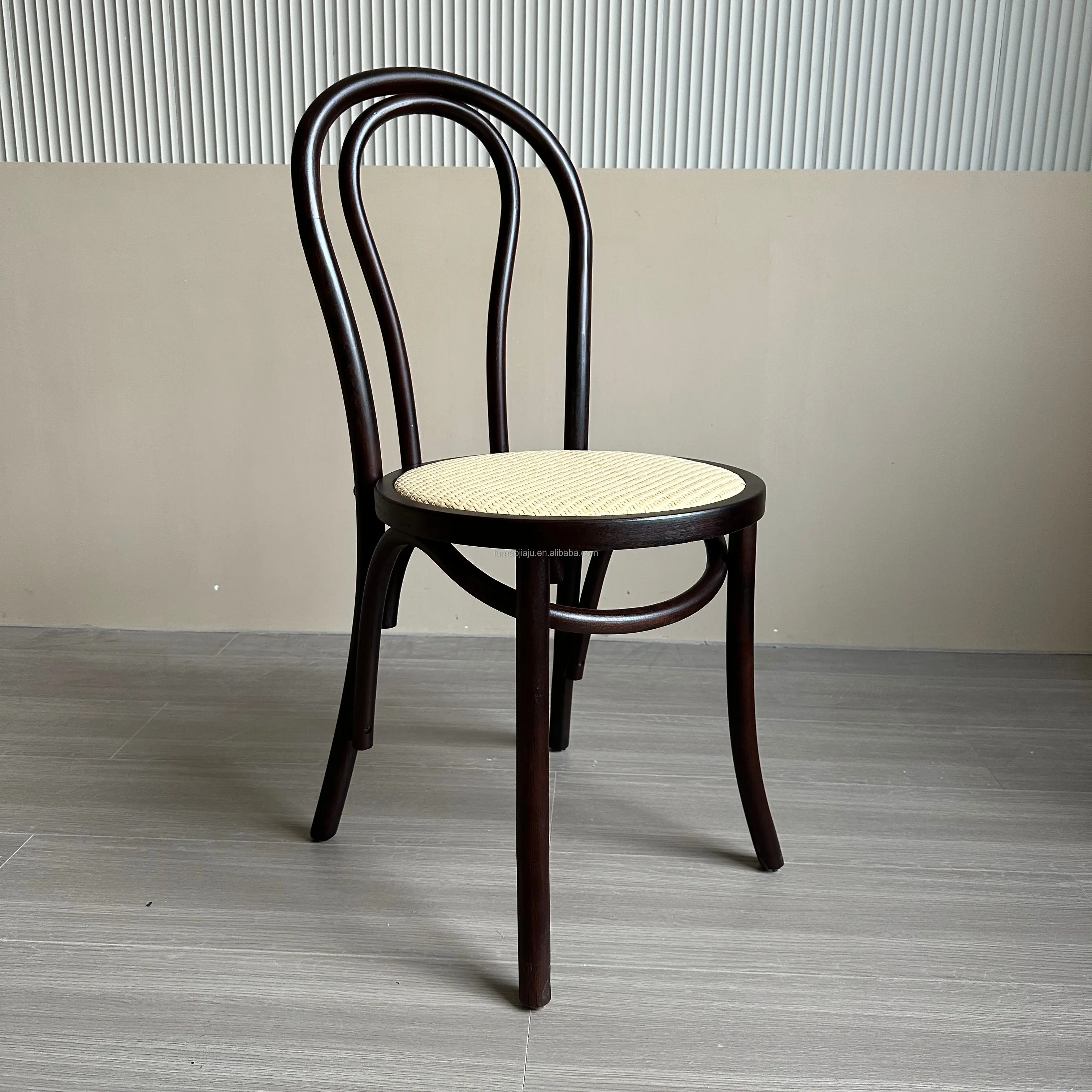 Solid Wood Bentwood Chair Restaurant Rattan Dining Chair Modern Wooden ...