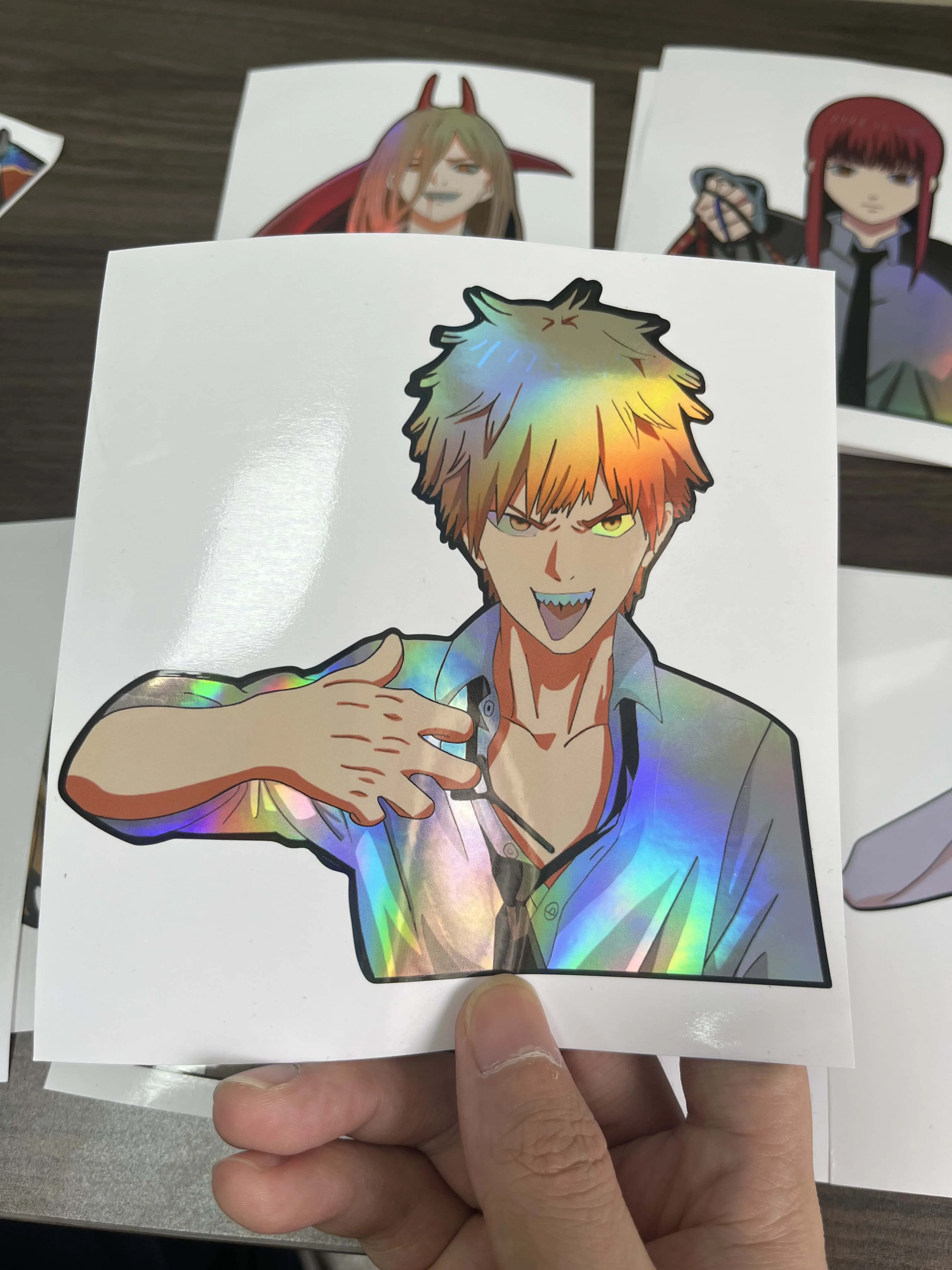Custom Chainsaw Man Cartoon Hologram Anime Laser Stickers Character Car ...