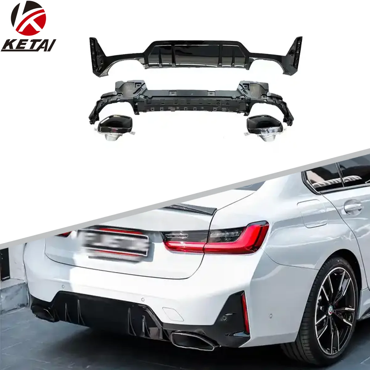 G20 Lci 340 Rear Diffuser Lip With Tail Tipe Car Bumper For Bmw 3 ...