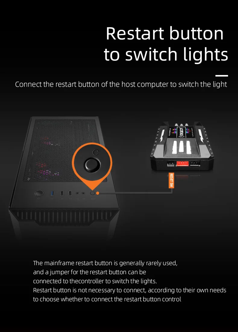 Coolmoon Gaming Computer Pc Argb Sync Music Controller Wireless Remote ...