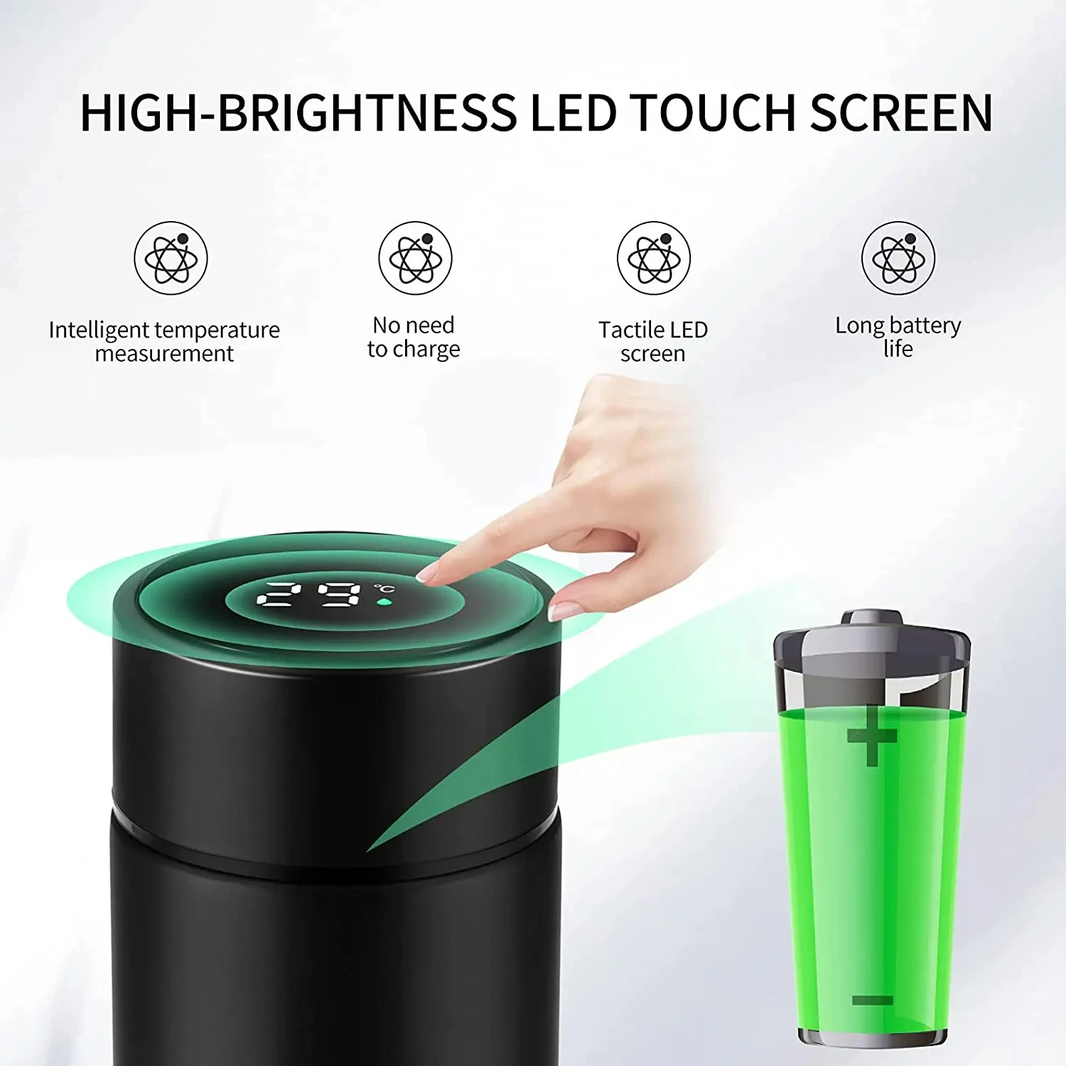 Thermos Led Display Temperature Smart Water Bottle Travel Camping Gym ...
