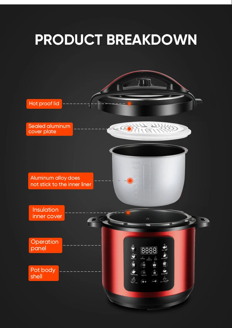 Multifunction Pressure Cooker Household 6l Stainless Steel Pot Rice ...
