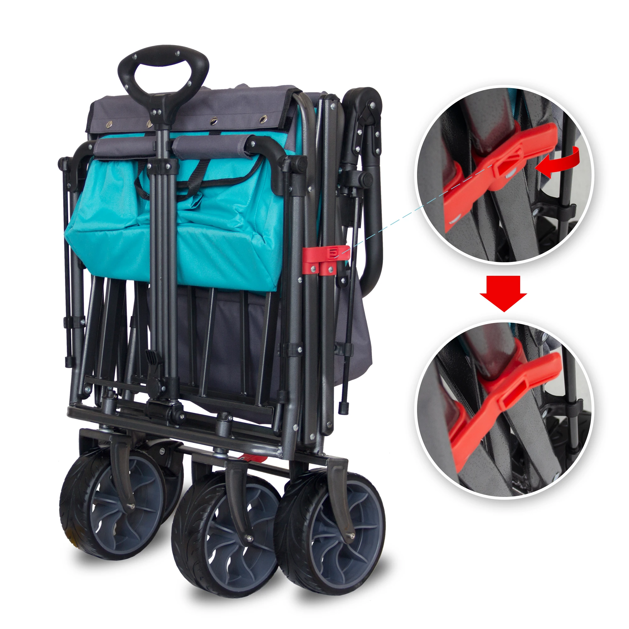 Foldable Wagon Beach Utility Cart Trolley with Seat Belts, Rubber ...
