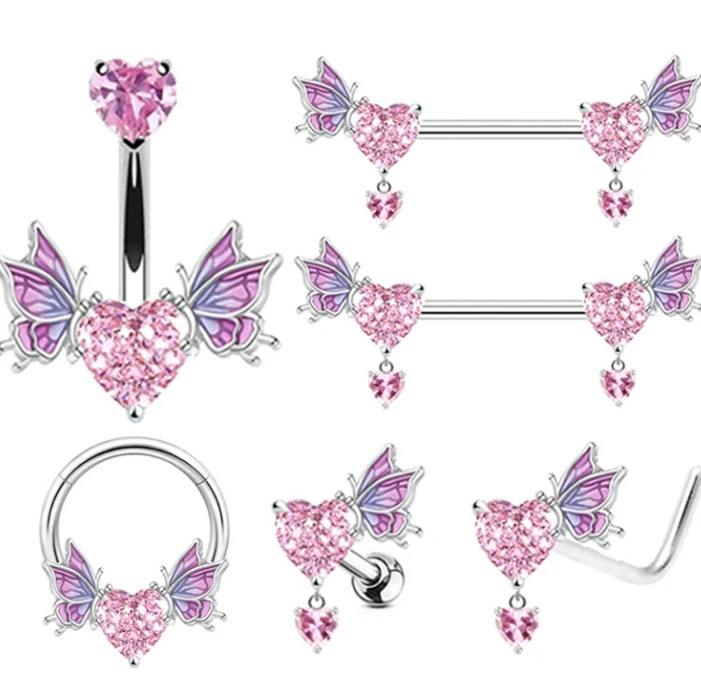 All body piercing stainless steel jewelry surgical steel butterfly ...