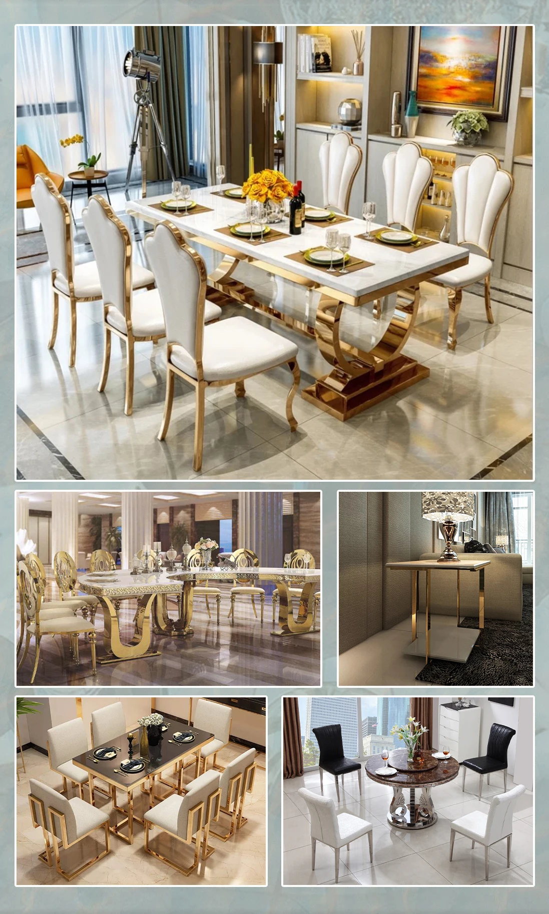 Luxury 5pc Glass Dining Table Sets Mesa Salle A Manger 6 Places Complet ...