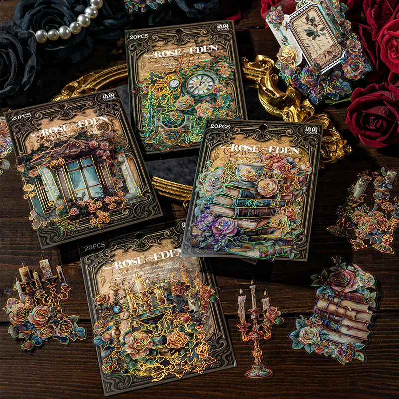20 Sheets/pack,Stickers,Rose Eden Series,Hot Pressed Rose Handbags ...