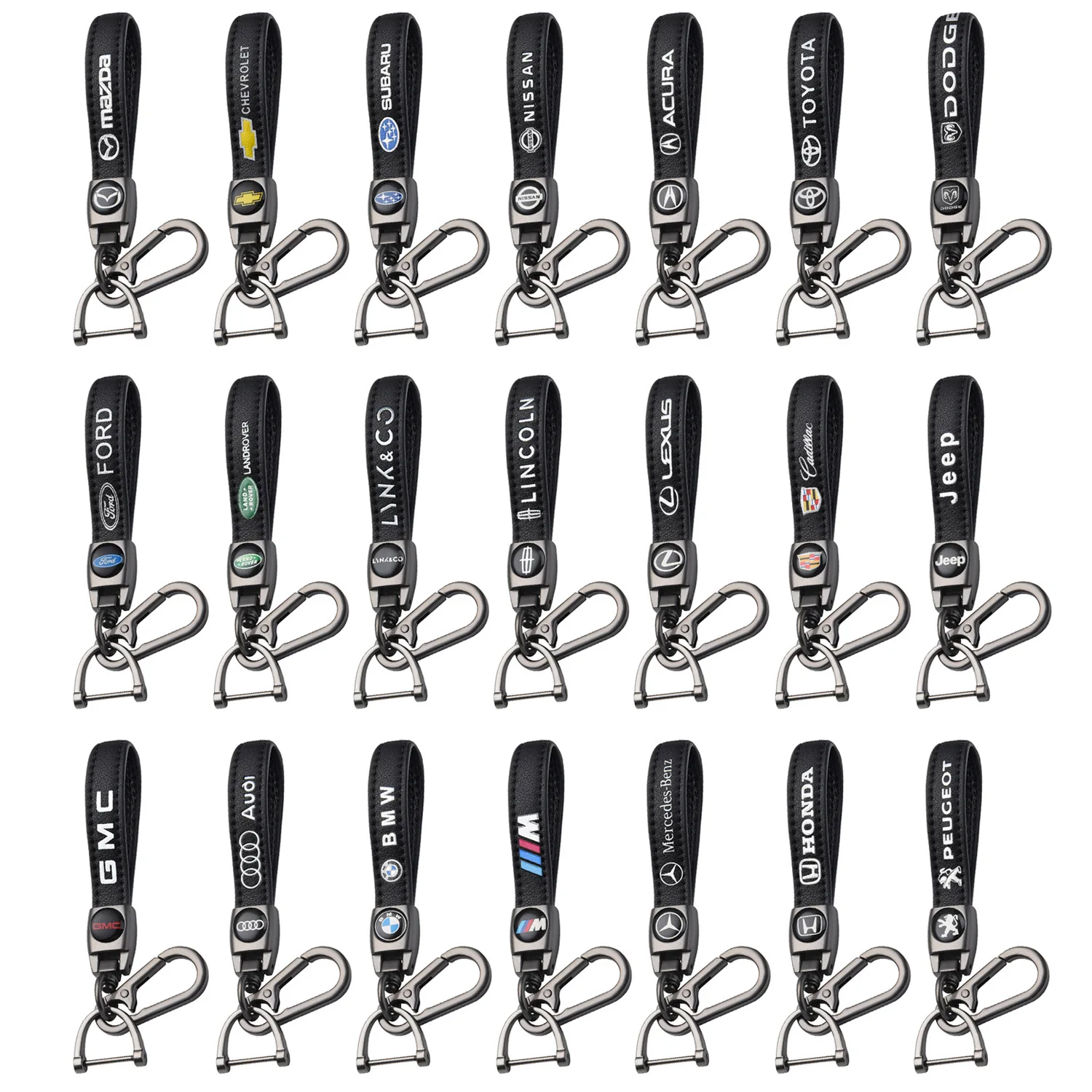 Factory Sale Luxury Metal Car Keychain Genuine Leather Car Keychain ...