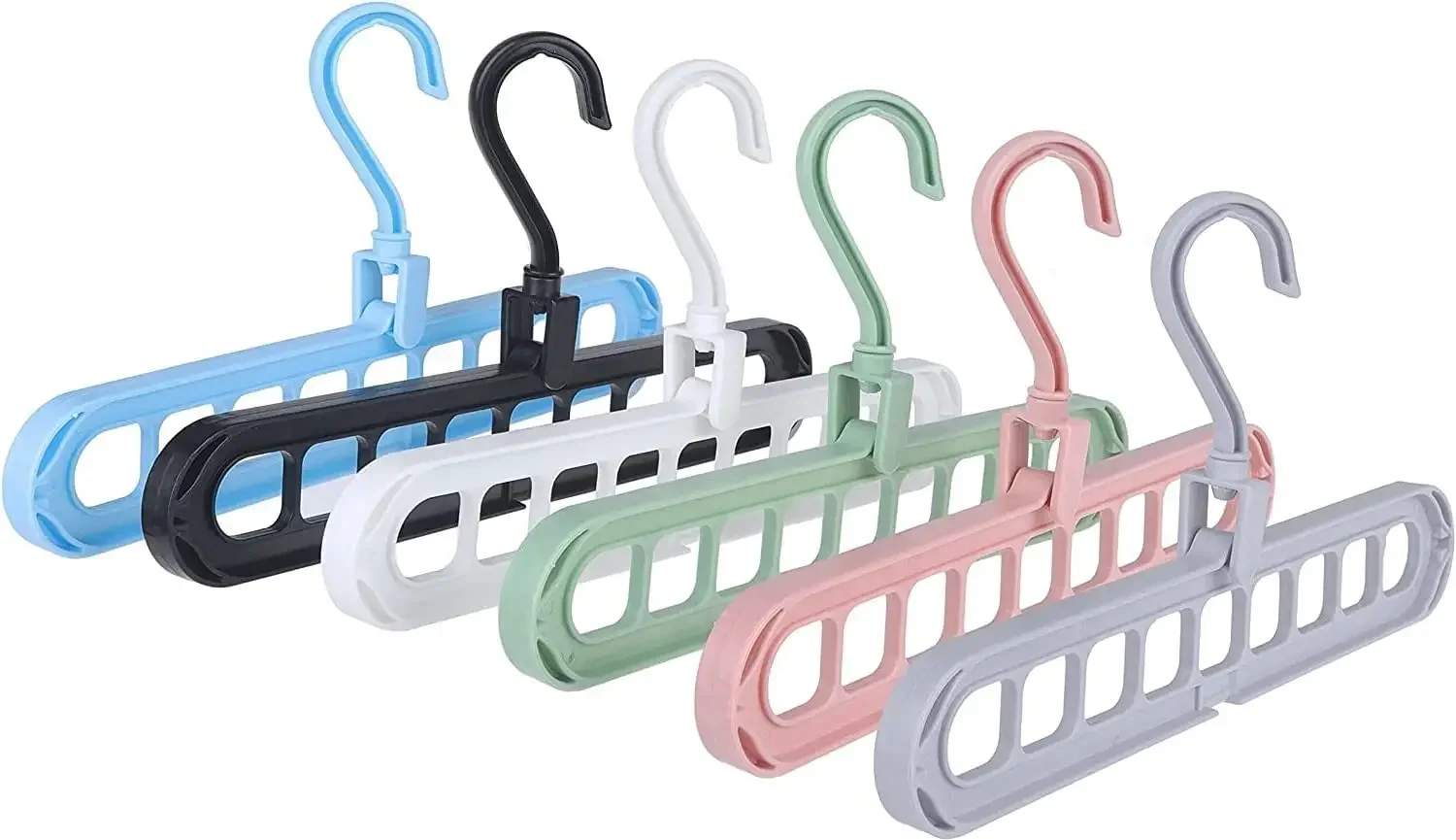 Plastic Rectangle Space Saving Foldable Hanger Wardrobe Double 3 Wire ...
