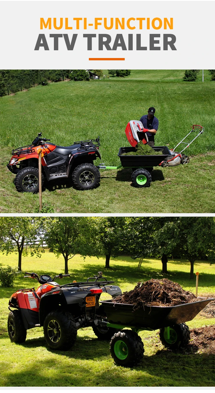 Tow Behind ATV Dump Trailer with off Road Wheel Utility