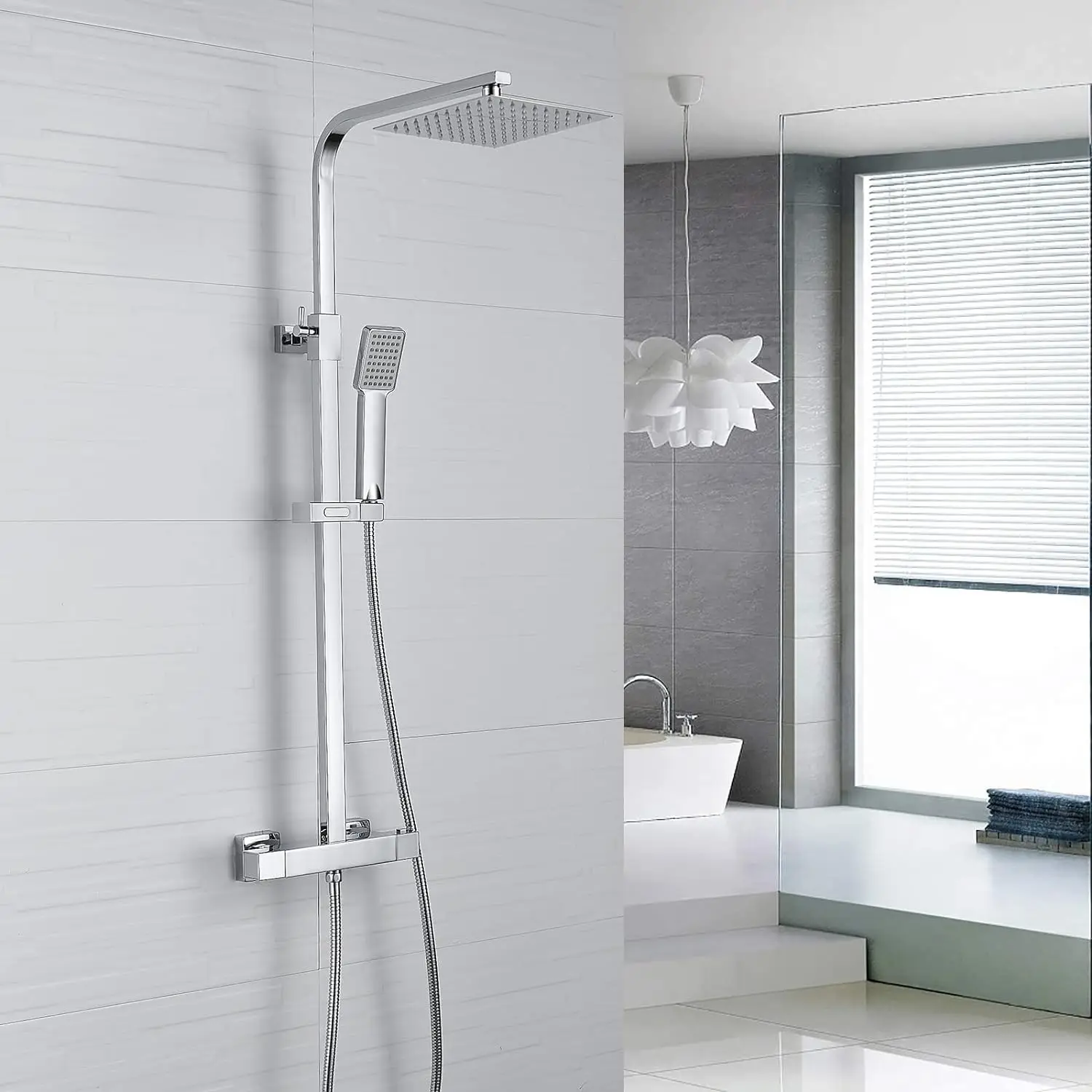Stainless Steel Square Shower Head Thermostatic Shower Mixer Valve ...