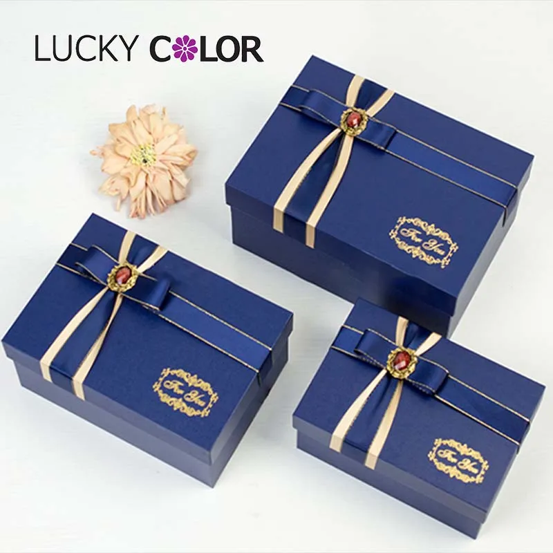 Custom Printing Craft Paper Gift Box Package With Ribbon Gift Baskets ...