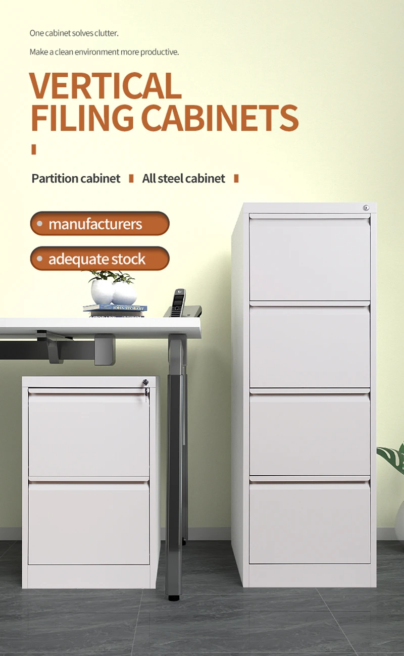Office Furniture Vertical 2 Drawer Metal Filling Cabinet 2 Layers Steel ...