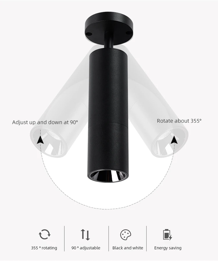 HUAYI Modern Aluminum Indoor Dimmable Beam Angle 12W Moving Head Silver White Ceiling Light Led ...