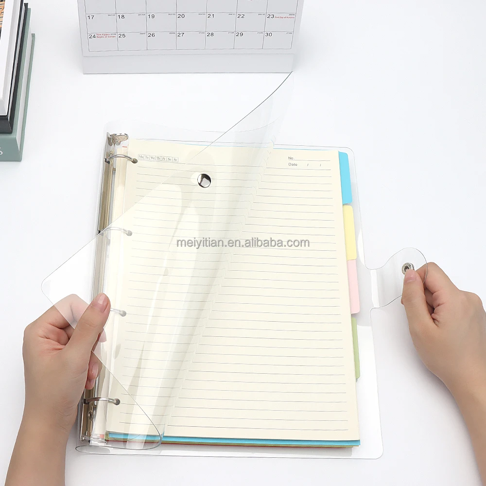 A4 Transparent Pvc 4-ring Binder Cover & Loose Leaf Notebook Shell Odm