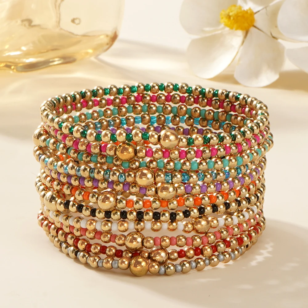 Go2boho New Women Handmade Jewelry Bilezik Seti Multicolor Seed Bead18K ...
