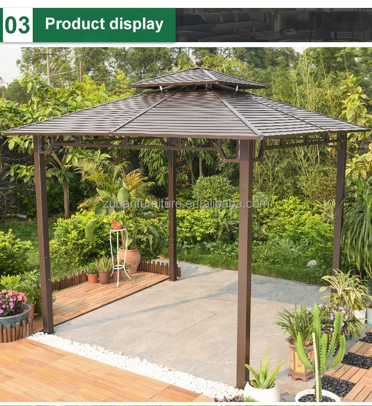 Pergola Waterproof Galvanized Steel Outdoor Gazebo Waterproof for ...
