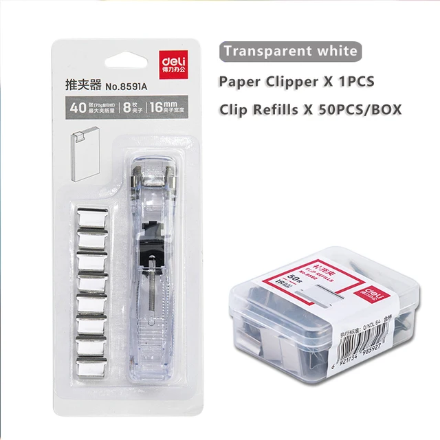 Deli Push Clamp Binder Stationery Clips Stapler Multifunction Paper ...