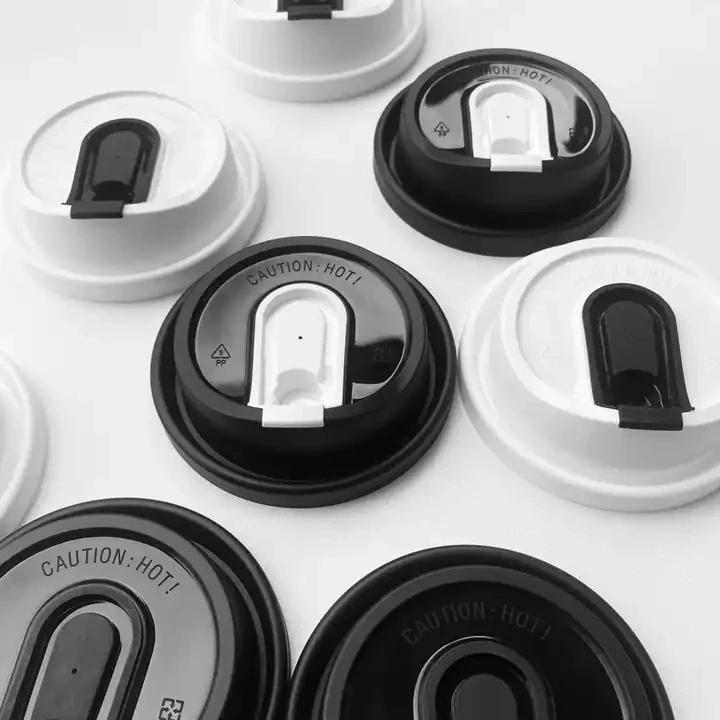 Wholesale Non Spill Black White clear 90mm Lid PP Plastic Coffee Milk ...