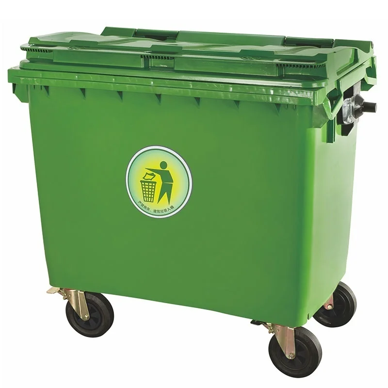 Heavy Duty Large Dustbin with Wheels Industrial Plastic Waste Bin 1100 ...