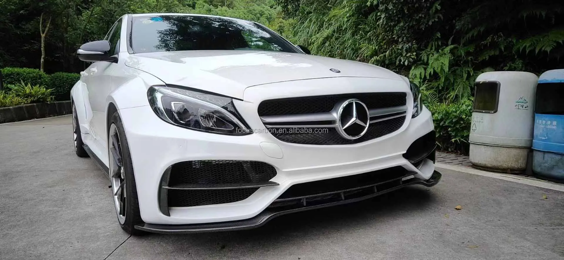 PD Style Wide Body Kit for W205 C63/C63S Coupe Sedan CF+FRP Car Bumpers ...