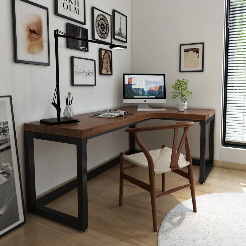 Solid Wood L-Shaped Desk - Perfect for Home Office Setup