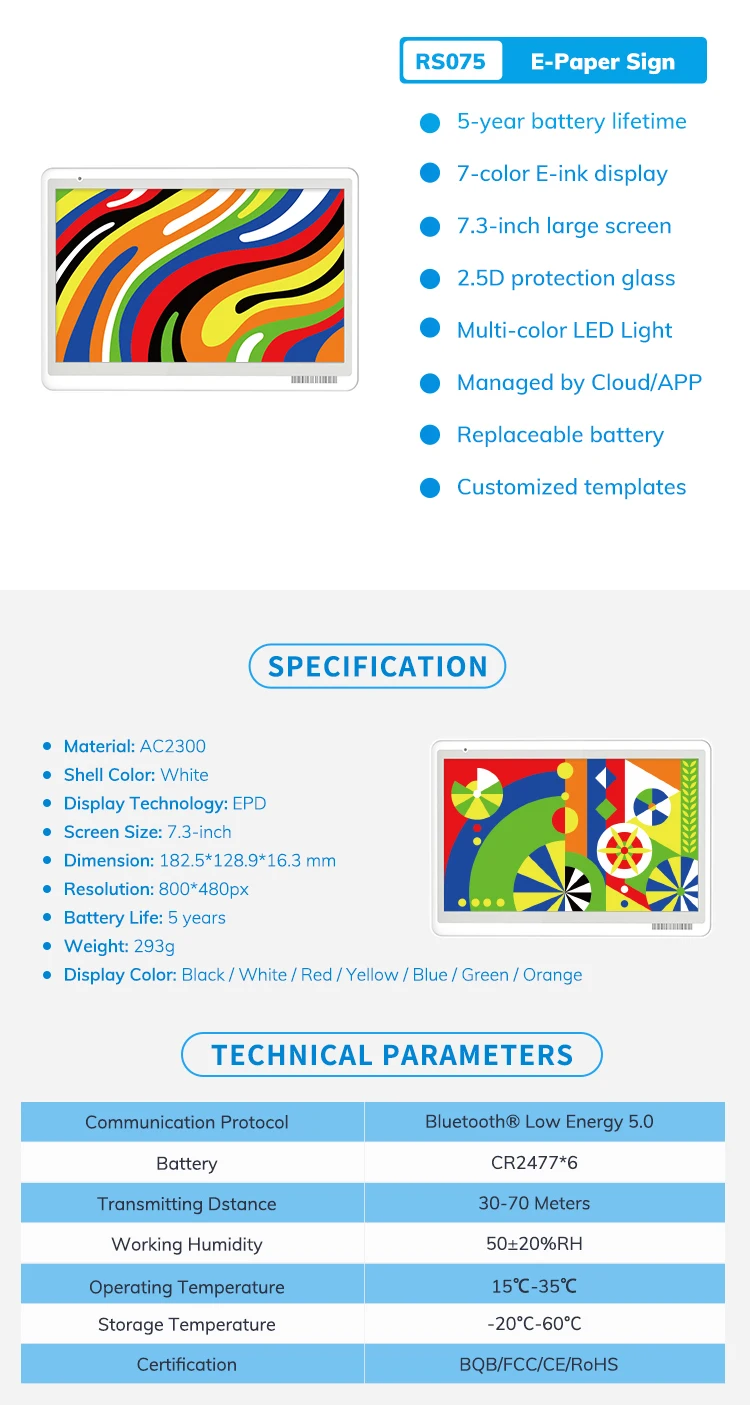 Minew Digital E-paper E-ink Conference Room Display Large E Ink Display ...