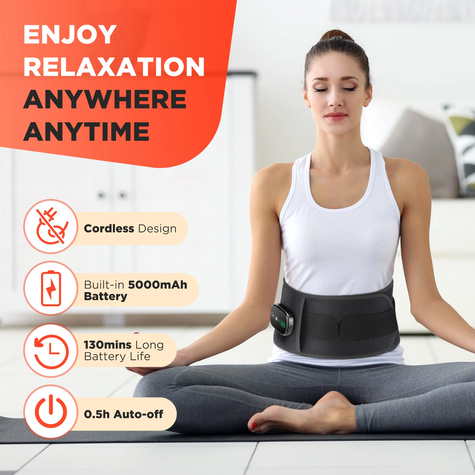 Rechargeable Electric Lumbar Brace - Lower Back Massage Belt