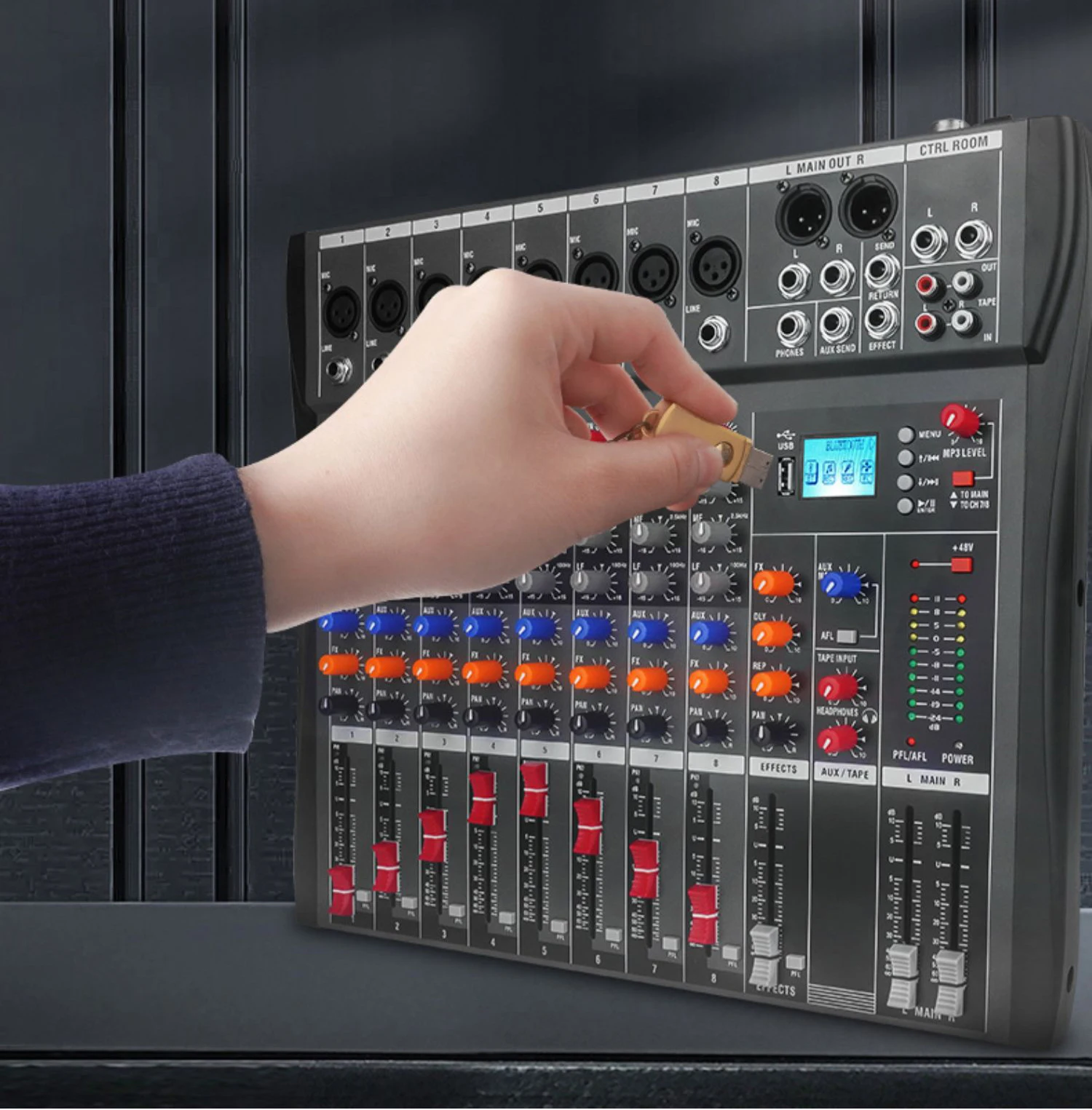Professional 8 Channel Professional Audio Sound Mixer Usb Audio Mixer ...