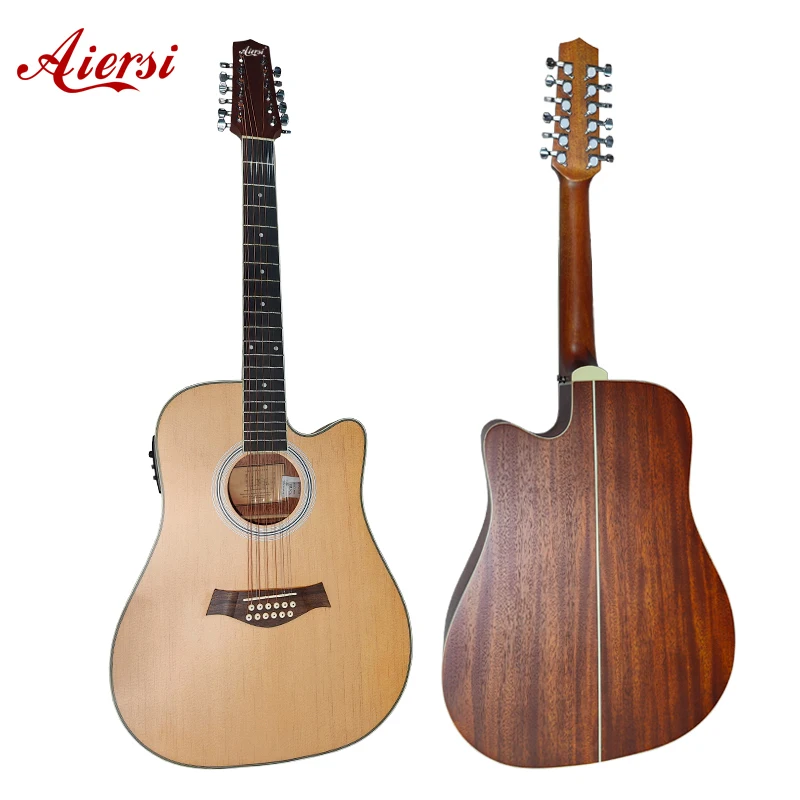 Stocked Promotional Cheap Gloss Aiersi Cutaway All Mahogany12 String ...
