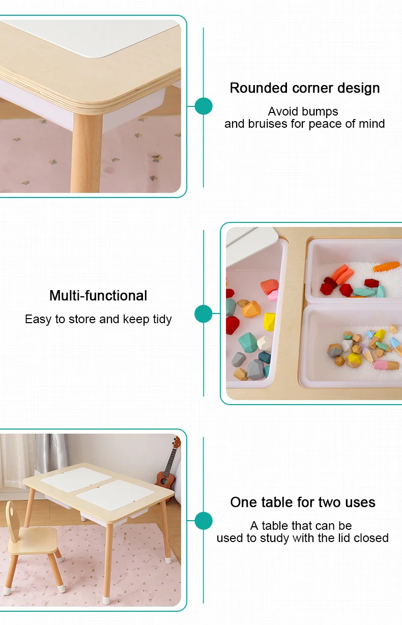 Montessori Furniture School Wood Table Kids Sand Water Building Block ...