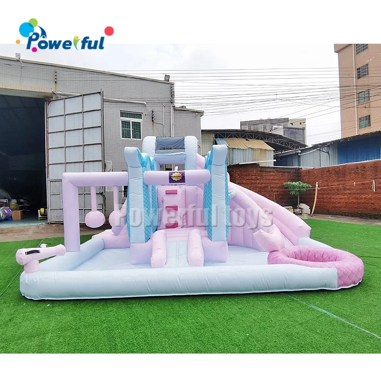 Pastel Colors Outdoor Bounce Slide - Water Park Inflatable