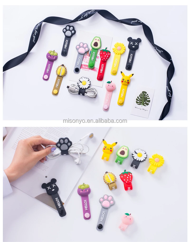 Cute Cartoon Data Cable Organizer Multifunction Cord Protector Bookmark ...