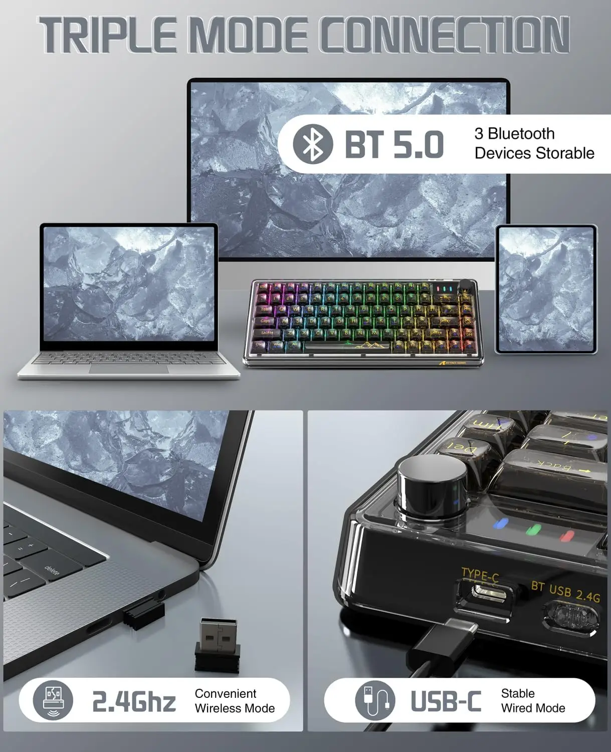 Attack Shark K75 - Transparent Hotswap Esports Keyboard