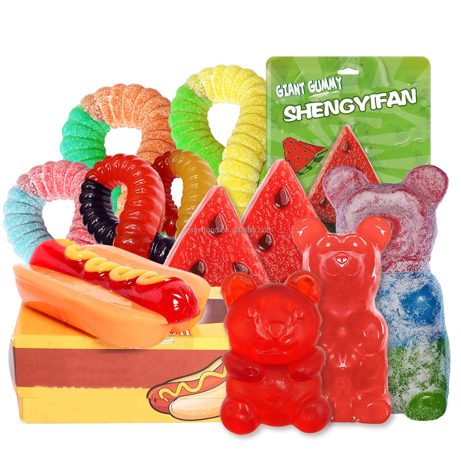 Halal Giant Candy Gummies - Cartoon Fruity Oversized Bear Worms Jelly ...