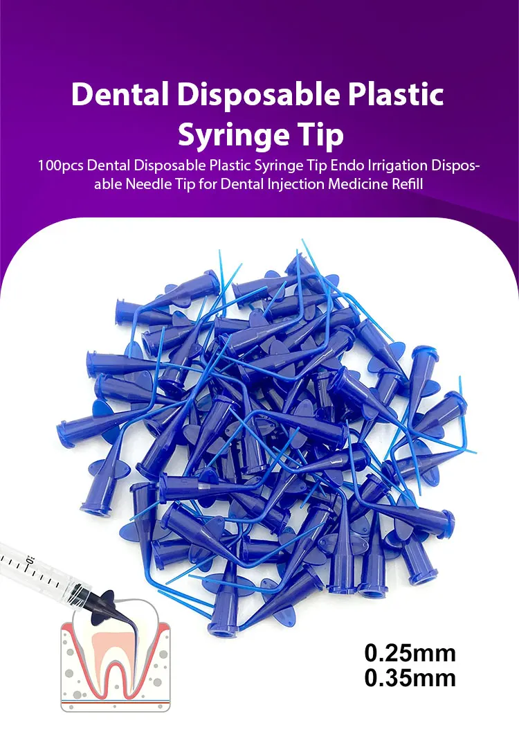 Dental Disposable Plastic Syringe Tip Endo Irrigation Disposable Needle ...
