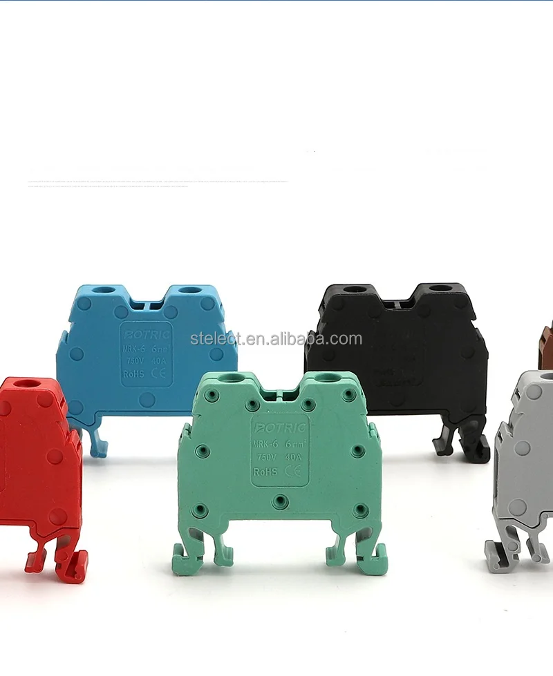 Din Rail Mounting Terminal Block Wire Connector 750V 24A