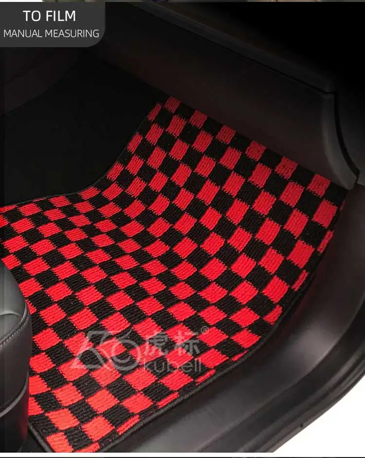 Checker Carpet Design Checkered Flag Red Black Custom Auto Car Mat 4pcs ...
