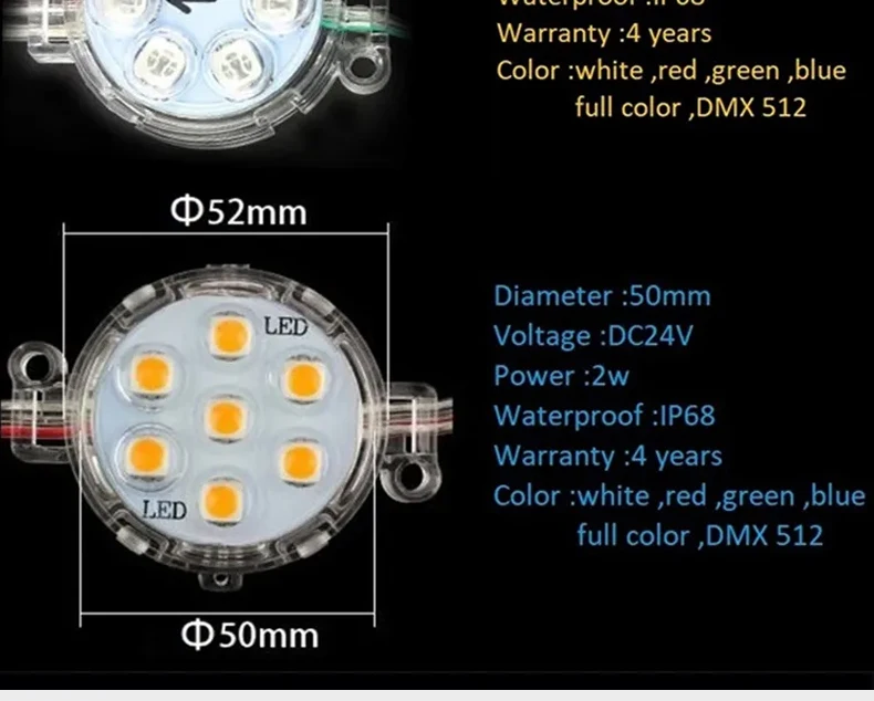 30pcs Ball Type Led Pixel Module Dc12v 3leds 7leds 5050 Rgb+ws2811 Ic ...