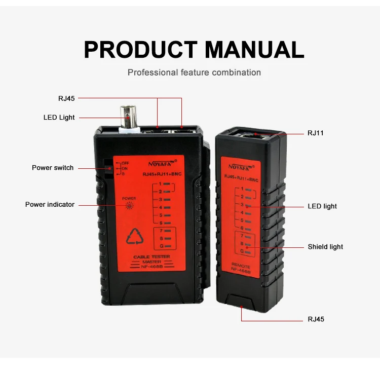 Noyafa Nf-468b Ethernet Cable Continuity Tester For Rj45 Rj11 Bnc ...