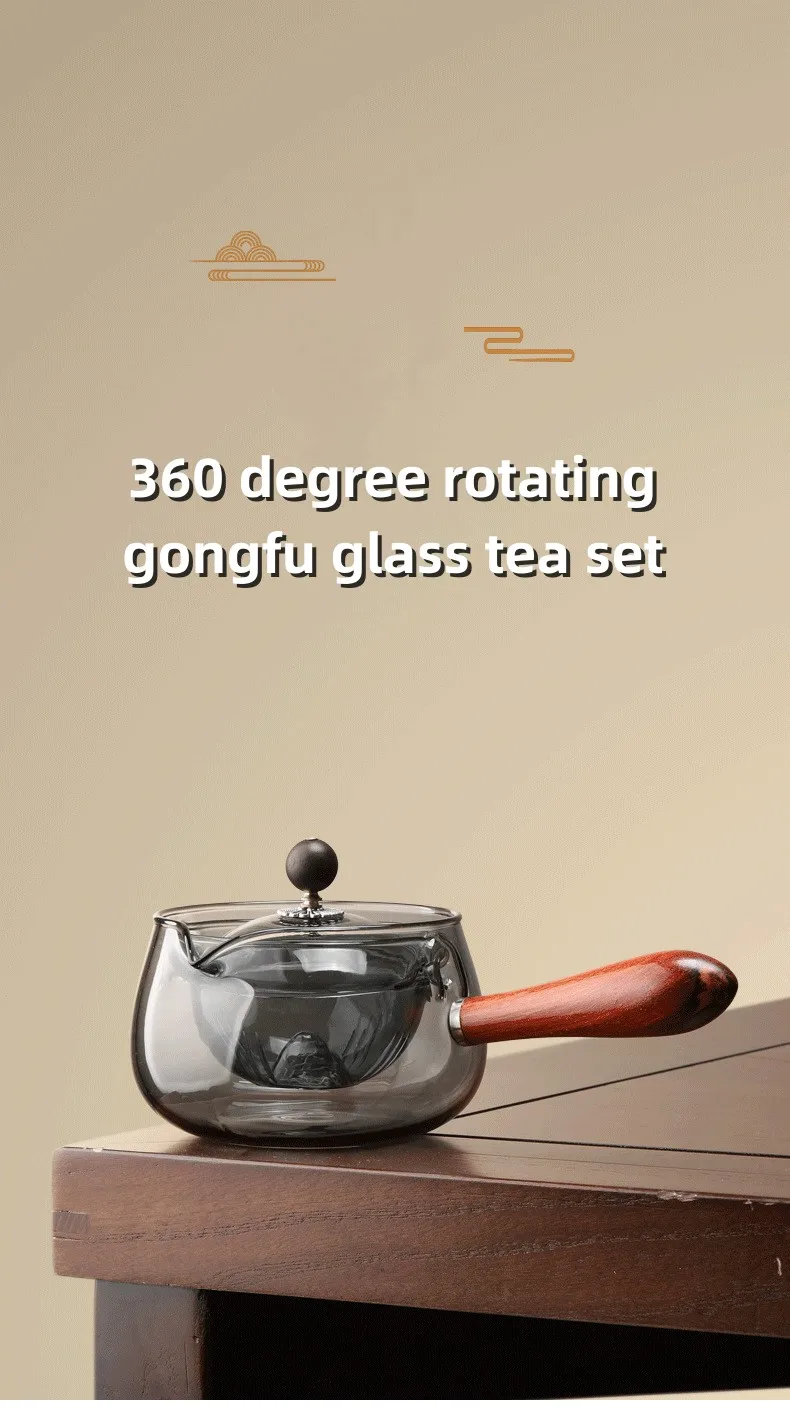 360 Rotating High Borosilicate Glass Teapot Fair Cup Boiling Teapot ...