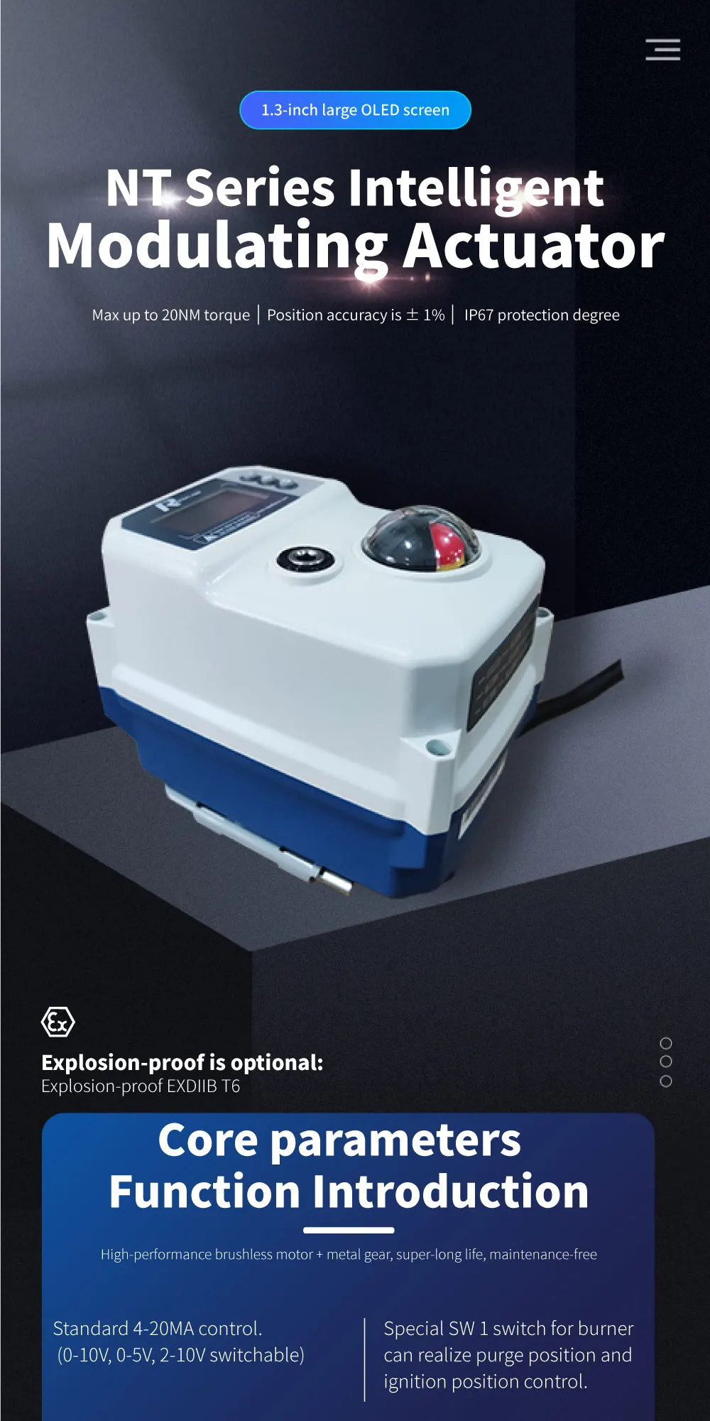 Nt Series Intelligent Modulating Actuator Electric Motorized Valve ...