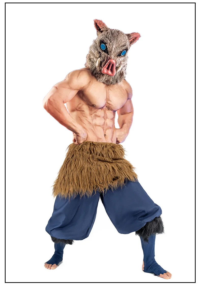 Carnival Props Inosuke Uniform Pig Mask Halloween Clothes Anime Demon ...