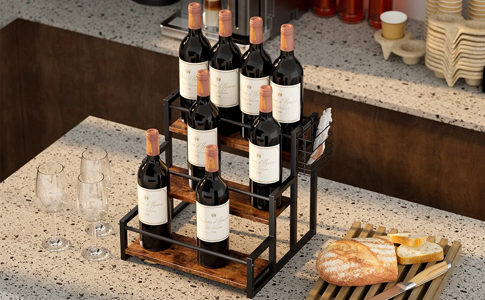 Sustainable Coffee Syrup Organizer - 3 Tier Wood Rack