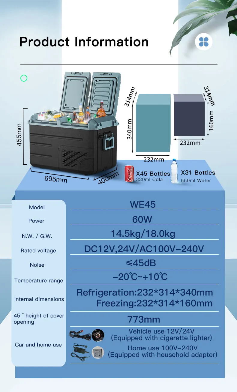 WAYCOOL WE45 38L Dual Temperature Car Fridges for Rvs