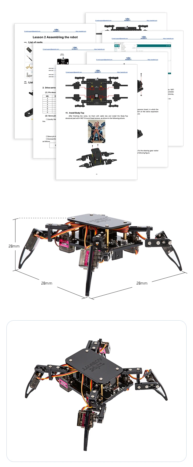 ESP8266 Quadruped Bionic Spider Robot Kit for STEM Education